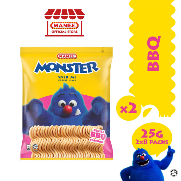 Mamee Monster Family Pack BBQ 8*25g (2packs) - Ampfood